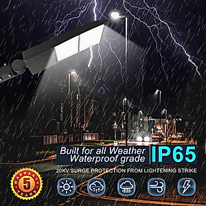 300W LED Parking Lot Light 42000 LM Commercial Outdoor Light 5000K 1-10V Dimmable LED Shoebox Area Light (1000W HID/HPS Equivalent), Yoke Mount IP65 100-277V AC, UL&DLC Listed