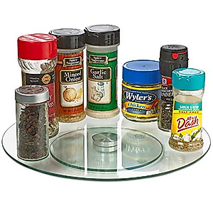12 Inch Round Lazy Susan Turntable, Tempered Glass Rotating Tray, Serving Plate/Dining Table Top/Spices storage holder (Clear)