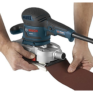 BOSCH OS50VC Electric Orbital Sander - 3.4 Amp 1/2 Inch Finishing Belt Sander Kit with Vibration Control for 4.5 Inch x 9 Inch Sheets , Blue