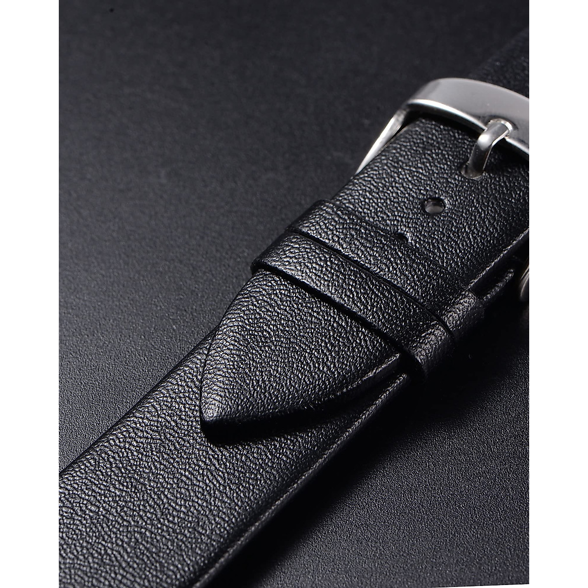 uxcell Black Genuine Leather Band 12mm Width, Flat Thin Elegant Leather Watch Strap for Women