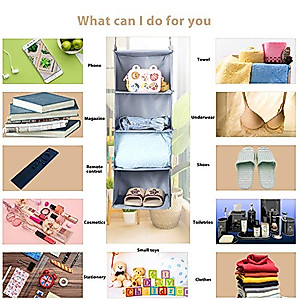 2 Packs Hanging Shoe Organizer with 4-Shelf, Sturdy Hanging Closet Organizer for Shoes, Clothes, Handbag, Foldable Hanging Closet Shelves ,Thickened Washable Oxford Fabric, 35.6"H* 12.2"W*11.8"D