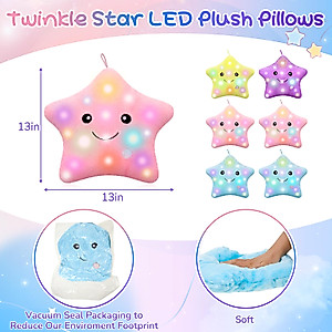 Pinkunn 6 Pcs Light up Star Pillow Star Shaped Soft Plush Pillow for Kids 13 Inch Twinkle LED Night Colorful Glowing Plush Throw Stuffed Pillow for Birthday Gifts Room Home Office