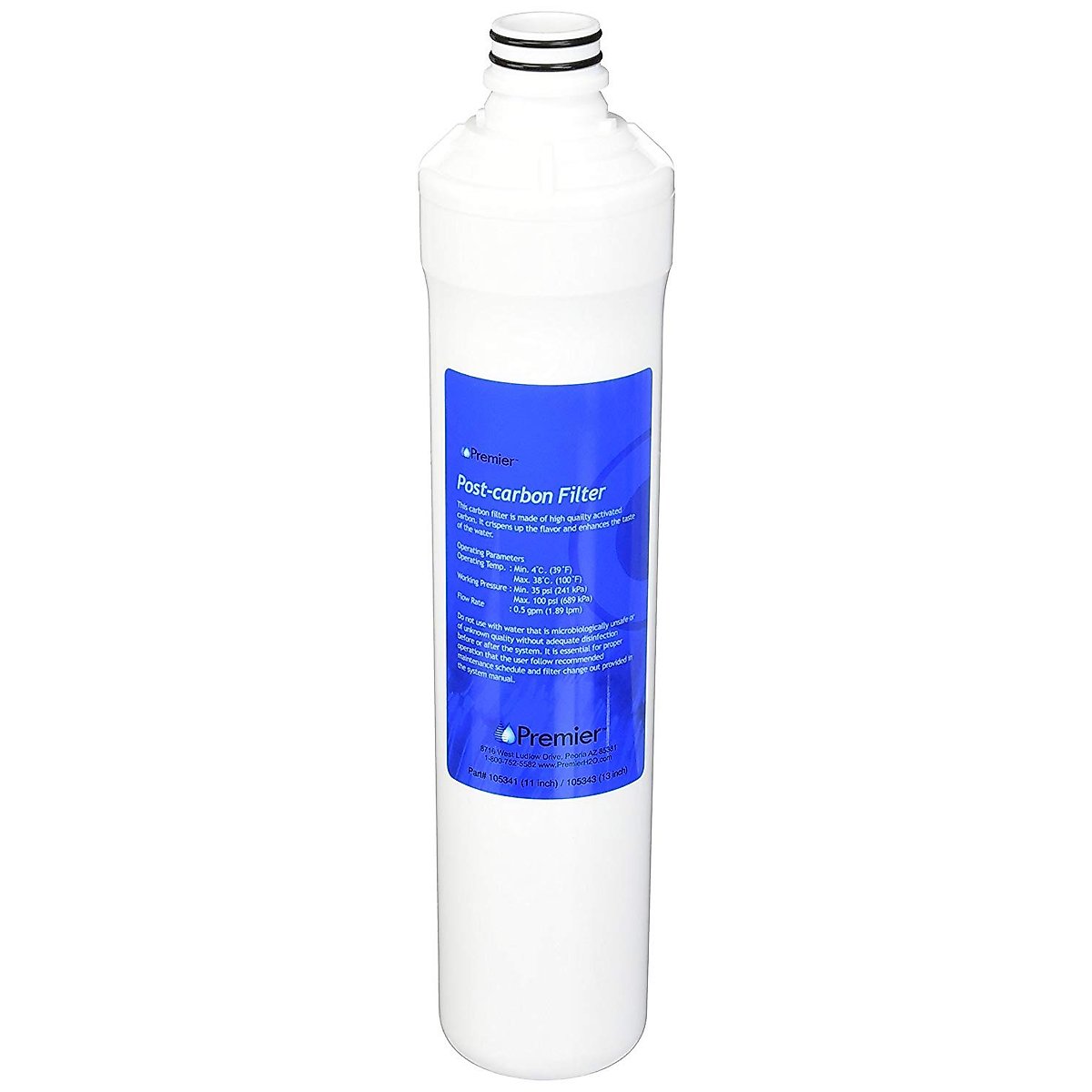 Watts Premier 5-Micron Activated Carbon Post-Filter for RO Pure/Pure Plus/Zero Pure Plus Reverse Osmosis System, Final Polishing Water Filter Replacement, Push Button Assembly