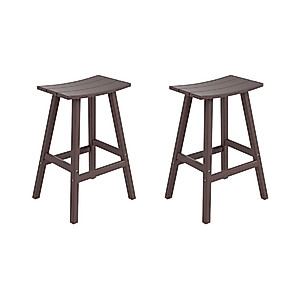 WestinTrends Malibu 29 Inch Outdoor Bar Stools Set of 2, All Weather Resistant Poly Lumber Adirondack Bar Height Stools, Dark Brown