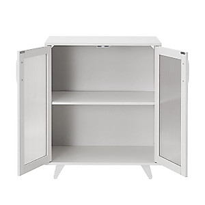 Panana Kitchen Buffet Server Table Accent Sideboard Cupboard Server Buffet Console Table with Doors Cabinet (27inch, White)