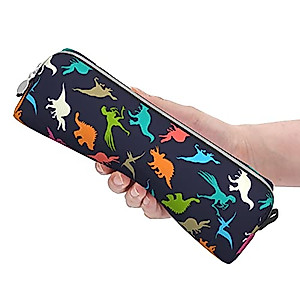 QICENIT Dinosaur Stationery Bag with Zipper Pen Bag Makeup Pouch Office Storage Bag Portable Travel Toiletry Pouch for Men Women