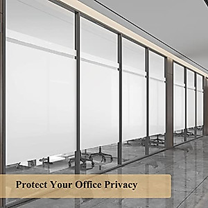 LONGYONG Window Privacy Film Frosted Glass Static Cling Window Film Non-Adhesive Window Covering for Bathroom Home Office 17.5"x79" White