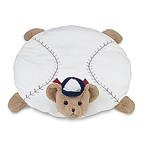 Bearington Baby Lil' Slugger Belly Blanket, Baseball Teddy Plush Stuffed Animal Tummy Time Play Mat