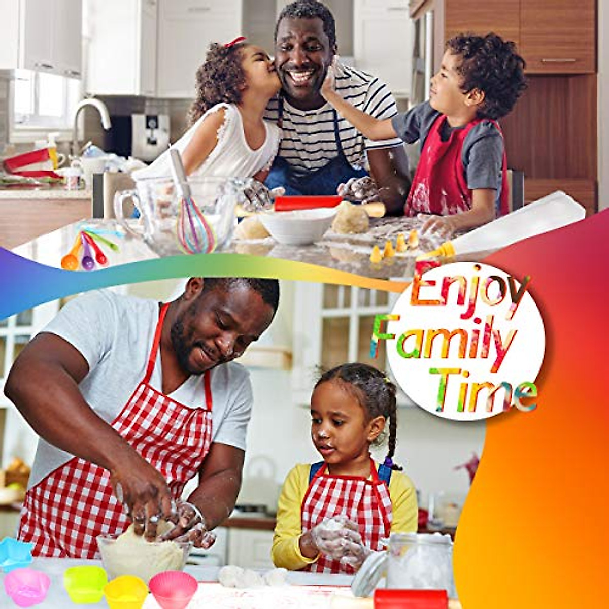 Shacoryze Kids Cooking and Baking Set 40 Pcs with Gift Box, Real Kitchen Utensils Kit for Children Toddlers Teens, Gift for Girls&Boys, Nonstick Rolling Pin Silicone Pastry Mat Cupcake Molds