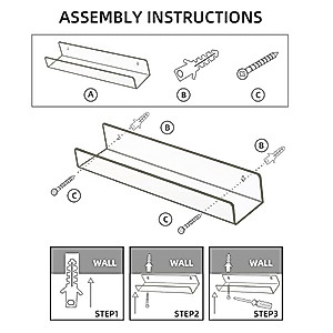 MESAILUP Acrylic Floating Wall Shelf, 2 Pack 36 Inch Invisible Storage Rack, Modern Picture Ledge Display Shelf, Wall Mounted Bookshelf for Kids Room, Clear Bathroom Organizer