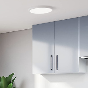 Maxxima 9 in. LED Flush Mount Ceiling Light Fixture - 1500 Lumens, 5 CCT 2700K-5000K, Round Color Selectable Panel Light, Dimmable, Recessed Can or J-Box Install, Suitable for Bathroom or Shower