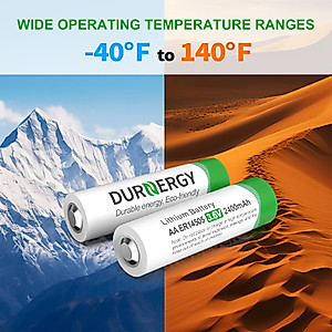 DURNERGY 3.6 Volt Lithium Battery AA ER14505 2400mAh Batteries Double A Batteries 20 Pack