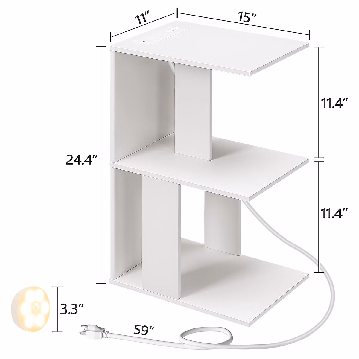 MAHANCRIS End Table with Charging Station and Side Tables with Charging Station bundle，Narrow Side Table for Small Spaces，2-Tier Nightstand with Tempered Glass Top，for Bedroom，Living Room ETWT18E01Z-E
