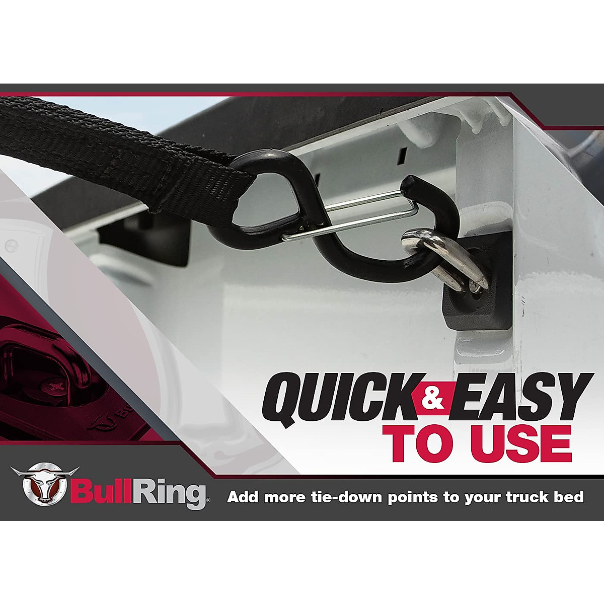 Bull Ring Inner Bed Retractable Truck Bed Tie Down Anchors for 2007+ Chevy Silverado & GMC Sierra, 2015+ Chevy Colorado & GMC Canyon (3 Pairs)