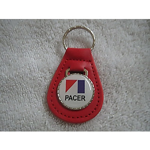 1975 1976 1977 1978 1979 AMC PACER LOGO EMBLEM LEATHER KEYCHAIN - RED