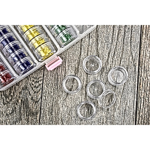 SE 25-in-1 Round Containers Inside a Plastic Storage Box with Stackable Screw-On Lids, 7/8" x 1-1/8", Clear - 87134DB
