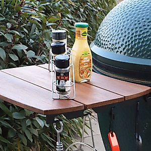 Dracarys Bamboo Side Shelves for Big Green Egg,3 Slat Bamboo Egg Mate with Folding Side Shelves Table,Large Big Green Egg Side Table Replacement - 3 Shelves Slats for Large Big Green Egg