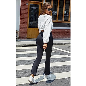 JEKAOYI Womens High Waist Ruched Flare Leggings Bootcut Tummy Control Casual Workout Yoga Pants