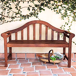 Teal Island Designs Concorde 53" Wide Dark Natural Acacia Wood Outdoor Bench