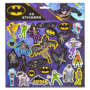 Batman Lunch Box Travel Activity Set - Insulated Batman Lunch Bag with Justice League Stickers and Patches for Boys Girls Kids (Batman School Supplies Bundle)