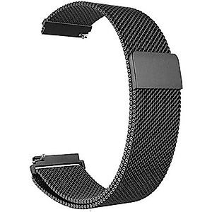 20mm Metal Mesh Magnetic Watch Bands Compatible with Samsung Galaxy 5 Pro 4 Classic Active 2 46mm 45mm 44mm 42mm 40mm Watch, Quick Release Replacement Strap for Samsung Watch 3 41mm Black