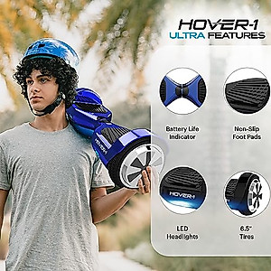 Hover-1 Ultra Electric Self-Balancing Hoverboard Scooter, Black, 25 x 9 x 9.5 inches