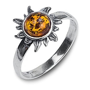 Ian and Valeri Co. Amber Ring Sterling Silver Sun Small