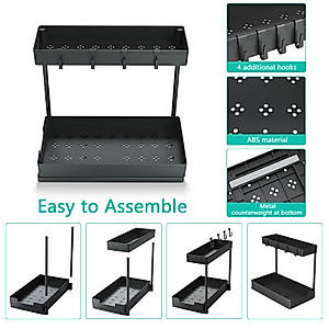 DEKAVA Under Sink Organizer L-Shaped, 2 Tier Bathroom Organizer, Narrow Space Under Sink Organizers and Storage for Kitchen Bathroom (Black, 2 Pack)