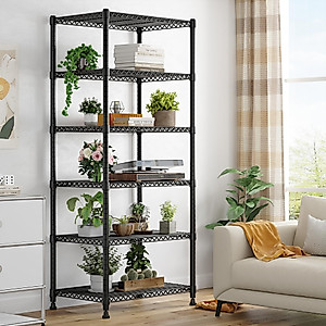 REIBII 72’’H Wire Shelving, 6 Tier Garage Shelving Units and Storage Shelves Heavy Duty, Adjustable Heavy Duty Metal Shelves for Storage Shelves for Pantry Kitchen Garage, 24’’W X18’’D X72’’H