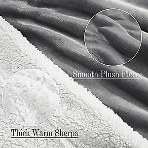 StangH Grey Fleece Sherpa Throw Blanket - Super Soft Fuzzy Lightweight Fleece Microfiber Blanket Reversible Velvet Plush Couch Blanket for Winter, Throw Size 50 x 60