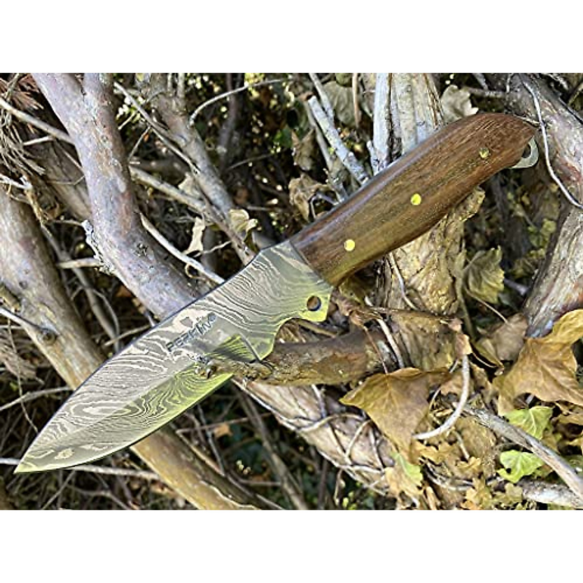 Perkin - Custom Handmade Damascus Hunting Knife - Beautiful Camping Knife - Full Tang