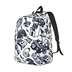 Wiqodme Retro Gaming Joystick Gamepad Gorilla Arcade Game Backpack Casual Laptop Daypack Computer Bag for Men Women Travel