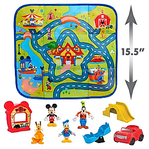 Disney Junior Mickey Mouse Around the Town Playmat, 9-piece Figures and Vehicle Playset, Officially Licensed Kids Toys for Ages 3 Up, Amazon Exclusive