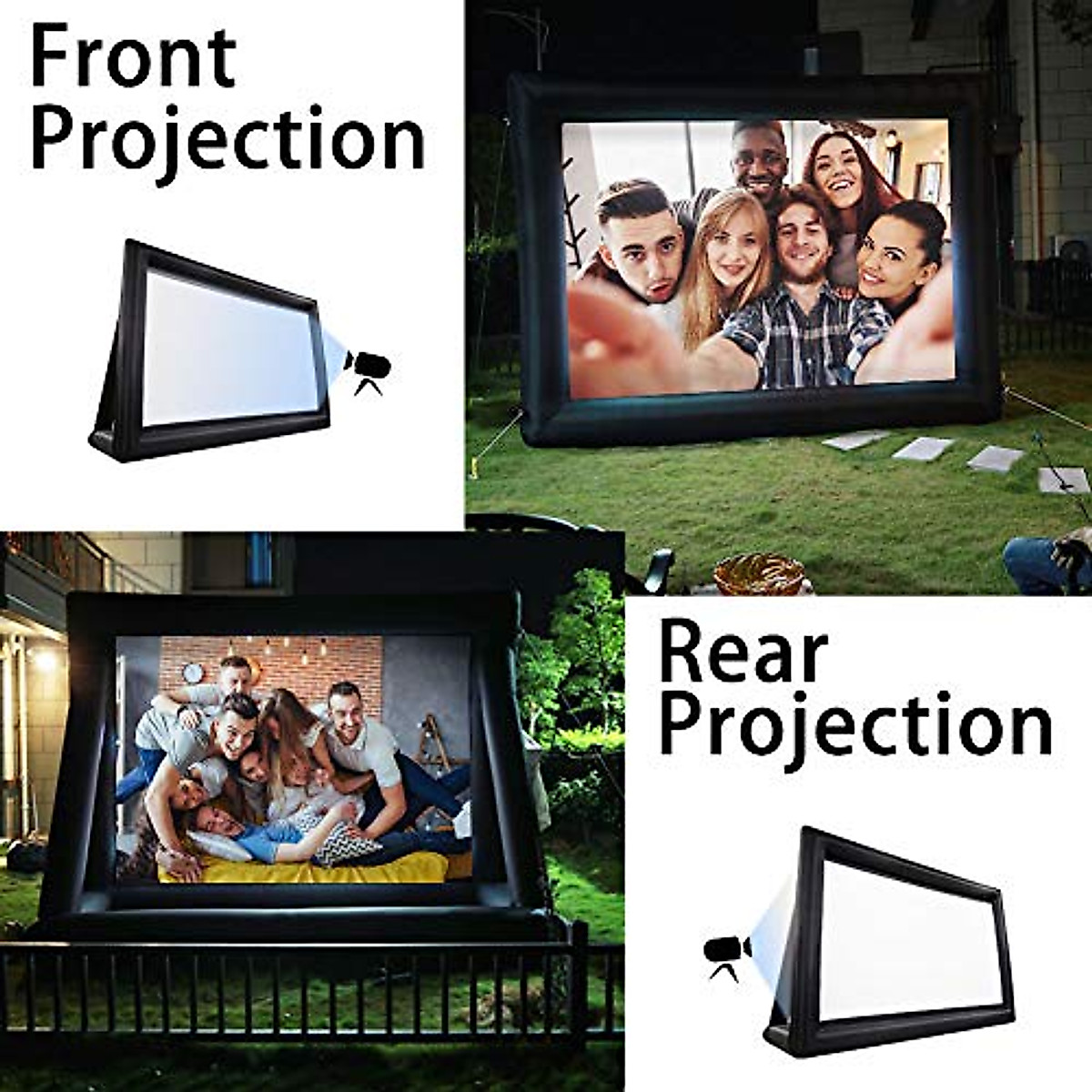 Yimukaka 17FT Inflatable Movie Screen with Stand for Outside-Support Rear Projection-Stable Outdoor Frame-Outdoor Movie Screen with Built-in Fan
