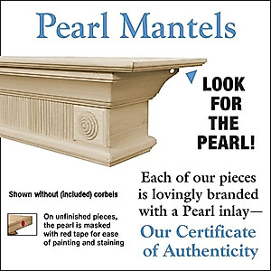 Pearl Mantels ARYB60416 Elegantly Detailed Wood Mantel Shelf, 60", Unfinished