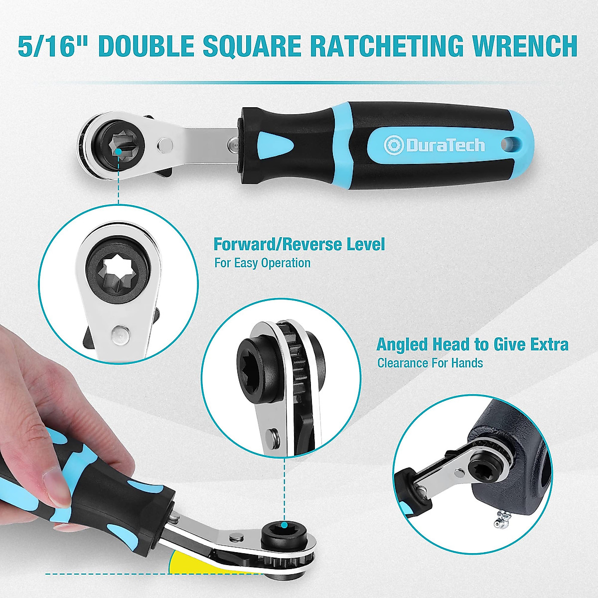 DURATECH Automatic Slack Adjuster Release Tool and 5/16" Ratcheting Wrench, Slack Adjuster Tools for Big Truck, Brake Adjustment Tool for Semi Truck, Mechanic Brake Tools for Air Brake System
