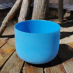 KVKA 432Hz G Note Throat Chakra Blue Color Frosted Quartz Crystal Singing Bowl 10 inch with Carrying Case for Sound Healing