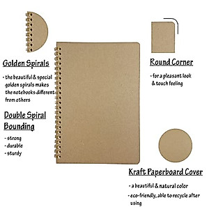 AOU Graph Paper Spiral Notebook, A5 Grid Journal with Thick Paper, 2-Pack, 8.3" x 5.7", 50 sheets/100 pages, Hard Cover Graph Ruled Notepads for School&Office, with 2 Pens (Brown)