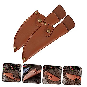 UPKOCH 4 pcs Scabbards Leather Cover Blades Protector or Portable Sleeves Sheaths Sheath Camping Heavy Reusable Hef Cutters Protectors Case Household Scabbard Universal Brown Chef