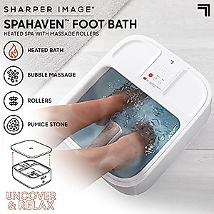 Sharper Image Spahaven Foot Bath, Heated Spa with Massage Rollers & LCD Display, 108 Degree Heat with Insulated Walls & Pumice Stone, Soothe & Rejuvinate Tired Feet, Aromatherapy Holiday Gift
