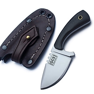 GCS Handmade Skinning and Tactical Knife with Full Tang Black Micarta Handle, Leather Sheath, Right Hand Cross Draw & Right Hand Vertical Carry- GCS 270