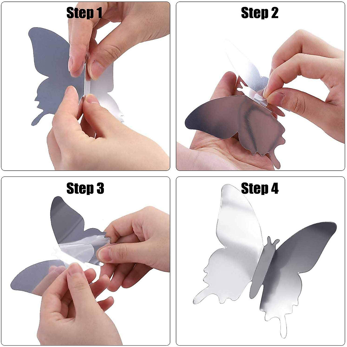 24pcs DIY Mirror 3D Butterfly Removable Mural Stickers Wall Stickers Decal for Home and Room Decoration