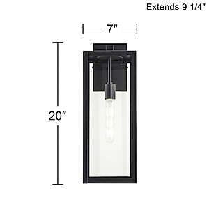 John Timberland Titan Modern Industrial Outdoor Wall Light Fixture Mystic Black Metal 20" Clear Glass Damp Rated for Exterior House Porch Patio Outside Deck Garage Yard Front Door Garden Home
