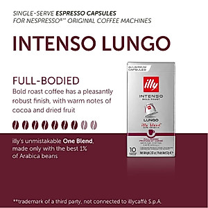 40 Count for Illy Lungo Intenso Capsules Compatible with Nespresso Original Line Machines
