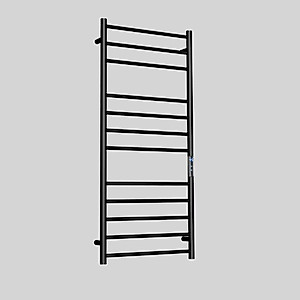 FUREX Towel Warmer 12 Bar Electric Heated Towel Rack Wall Mount Plug-in/Curved 304 Stainless Steel Bath Towel Heater Mirror Polish - Timer