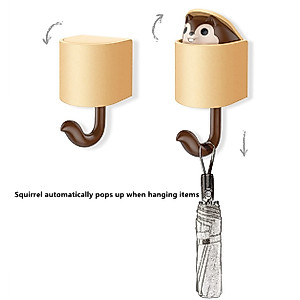 Lixiaoman Hidden Squirrel Hooks Cute Kids Coat Hooks Decorate Walls Bathrooms Kitchens for Hanging Keys, Coats, Towels, Backpacks, Bags