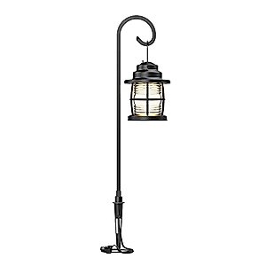 GOODSMANN Landscape Lighting Low Voltage Outdoor 1PK Hanging Path Light 1.1W LED 32 Lumen 2900K Warm White Metal Dual Use Shepherd Hook Pathway Lights Wired 12V AC Sidewalk Light with Cable Connector