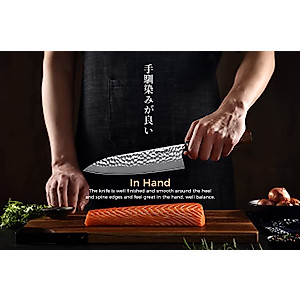 KEEMAKE Japanese Knife Gyuto Chef Knife 8 inch Kitchen Knife, Hand Forged Sharp Knife 3 Layer 9CR18MOV High Carbon Steel Cooking Knife with Octagonal Rosewood Handle