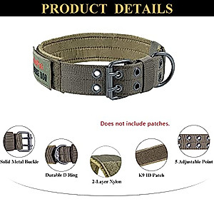 JiePai Military Dog Collar Adjustable Nylon k9 Tactical Dog Collar with D-Ring & Buckle Collars for Medium Large Dogs (Ranger Green,L)