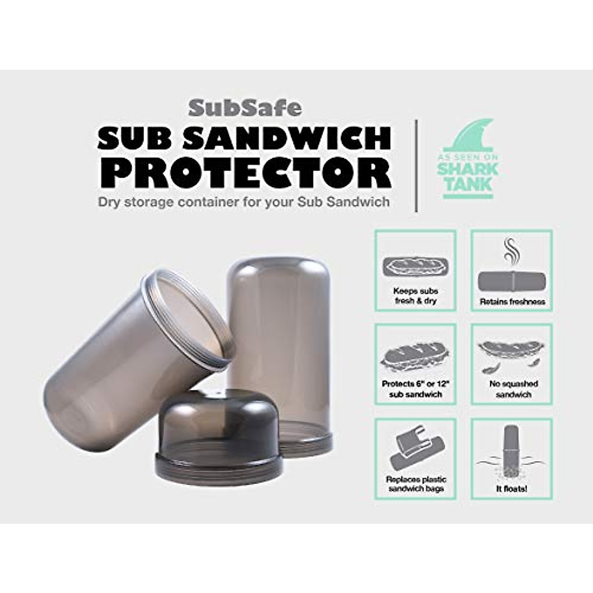 SubSafe Sub Sandwich Container – This Reusable Sandwich Container Keeps Your Sub Safe, Not Soggy – Ideal Boating Accessories and Cooler Accessories – As Seen On Shark Tank, Makes a Great Gift